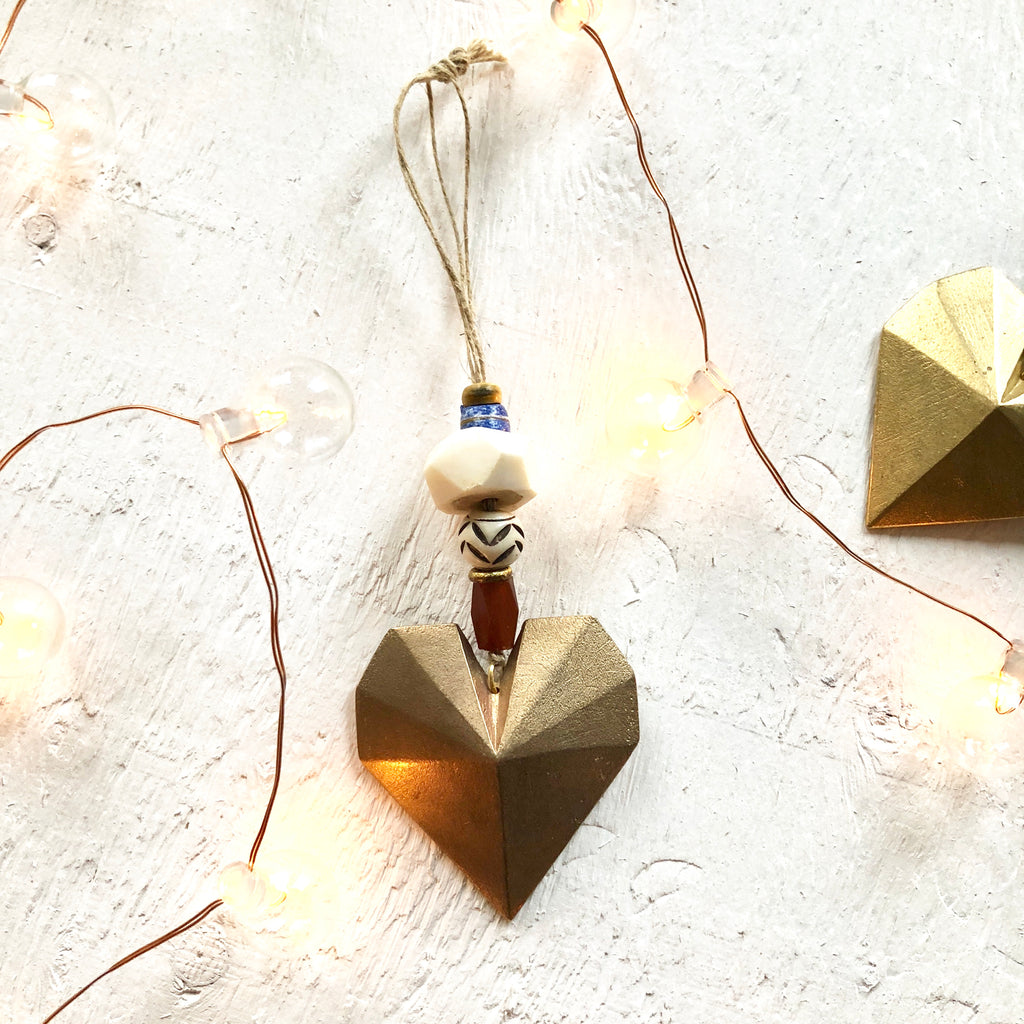 GEO heart (single), with vintage beads. – Shayne Fox Hardware